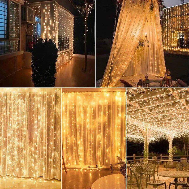 3/6M Outdoor Solar Curtain Light String Lights Garden Yard P