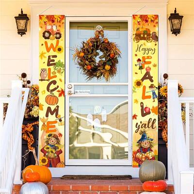 Welcome Fall Decorations Porch Couplets Backdrop Autumn Happ