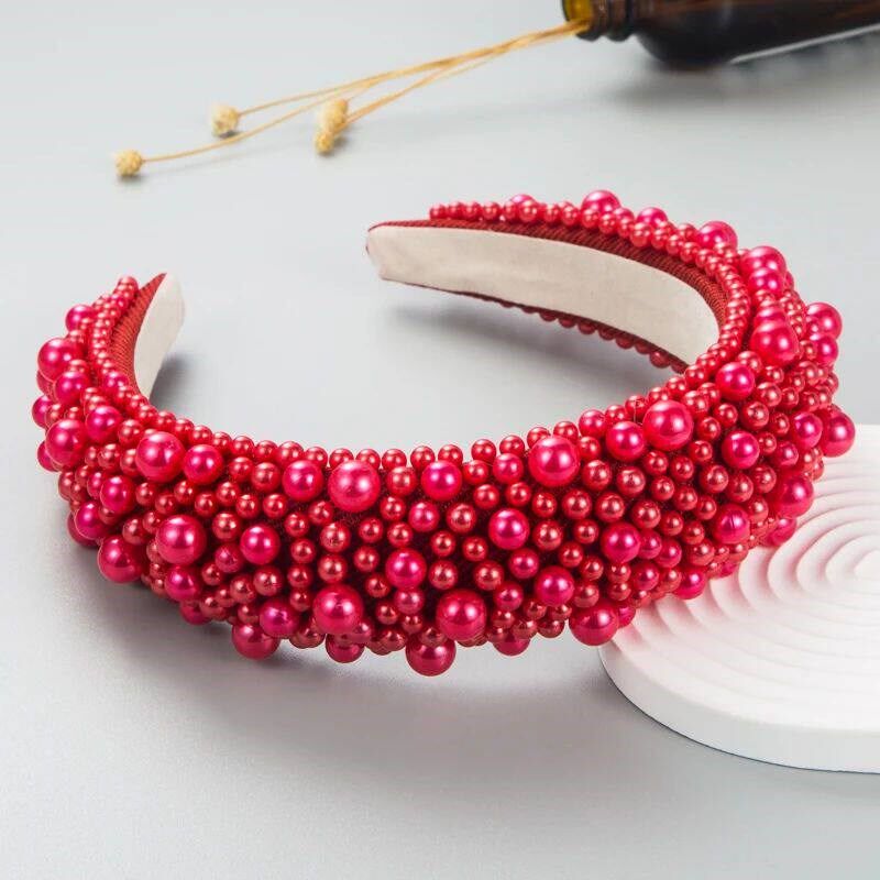 Baroque Sponge Pearl Hair Band Womens Multicolor European a