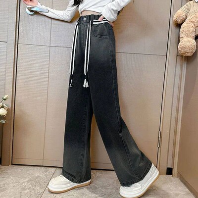 5 To 13 Years Teenage Girls Jeans Gradation Casual Wide Leg