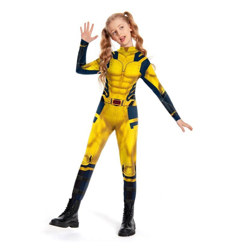 Kids Deadpool Wolverine Cosplay Costume Superhero Boys Girls
