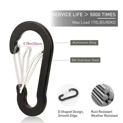 12PCS Carabiner Clip Set Tourist Small Hooks Outdoor Fishing