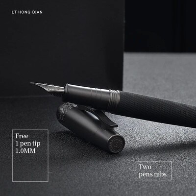 LT Hongdian 6013 Black Metal Fountain Pen Titanium Black Men