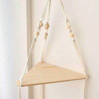 Corner Shelf Macrame Wall Hanging Wood Floating Shelves Rust