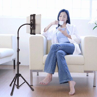 Newest Adjustable Tripod Floor Stand Tablet Holder for 5-12.