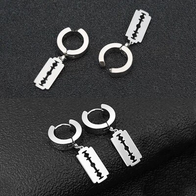 1Pair Punk Gothic Stainless Steel Stud Earring Creative Blad