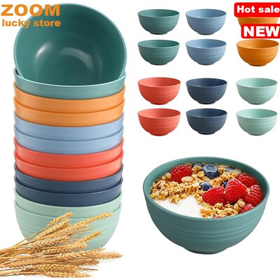 8pcs Cereal Bowls Set Wheat Straw Bowls Safe Bowls Kitchen