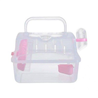 Safe Transparent Hamster Cage Pet Travel Case with Food