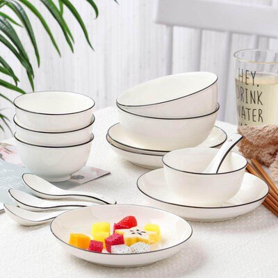 piece set household ceramics dinner bowls plates dish no