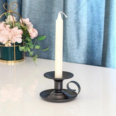 Matte Black Iron Candlestick Holder European Style Candle  H