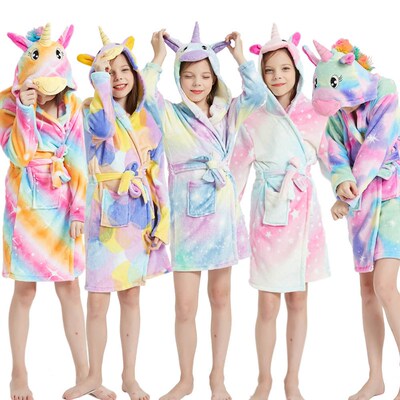 2021 Kids Unicorn Bath Robes Winter Childrens Bathrobe Kigu