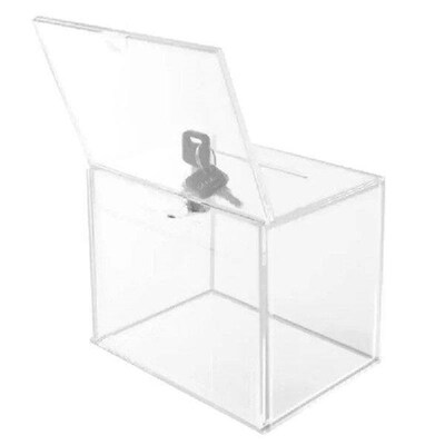 Transparent Acrylic Donation Collection Box Perspex Charity