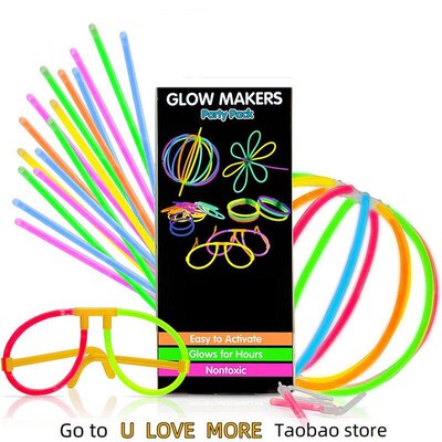 50/100/200pcs Kids Adult Luminous Glow Stick With Connectors