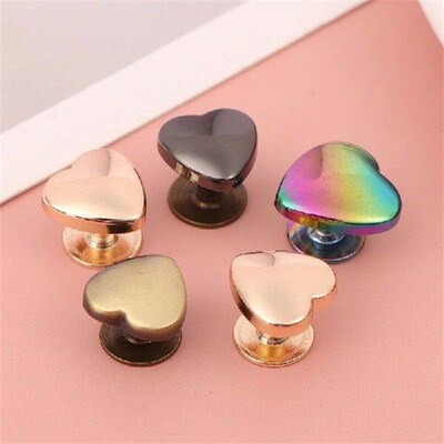 5Set 10mm Heart Shape Metal Screwback Rivet Screw Studs