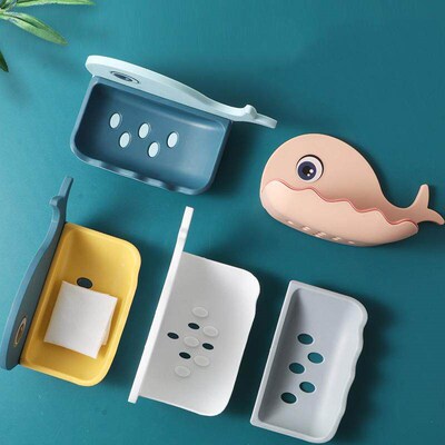 Creative Drainable Soap Dish Box, No-Drill痕壁挂式浴室家用小