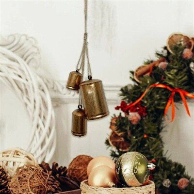 Rustic Hanging Bells 36 cm Length Home Decor Metal Cow Bells