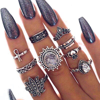 girl Joint Rings Retro Ethnic Style hyperbole Knuckle Ring套