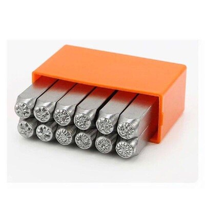 12Pcs Metal Flower Set for Imprinting Metal Leather 1/8