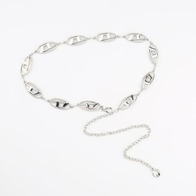 Retro Silver Metal Chain D Letter Waist Chain Versatile Deco