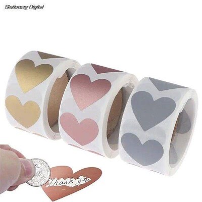 300Pcs/roll Heart Shaped Coating Stickers Labels Sticker