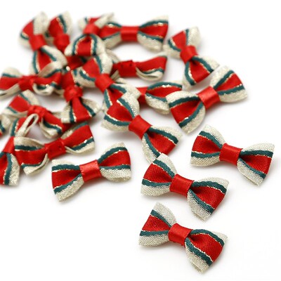 20pcs Red/Green Satin Ribbon Bows For Sewing Christmas Bow T