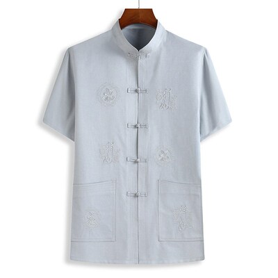 Middle-aged and old mens Tang suit embroidery auspicious bl