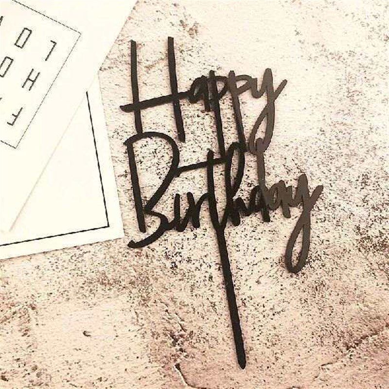Happy Birthday Party Decoration, Acrylic Cake Topper, Gold