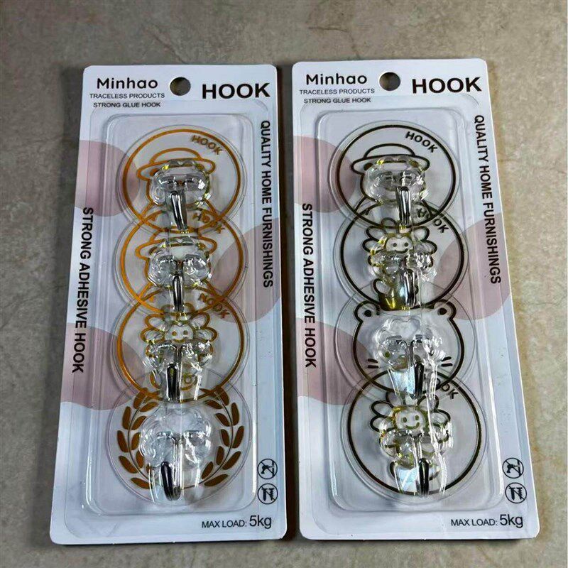 Transparent Plum Blossom Shaped Adhesive Hooks, Traceless Wa