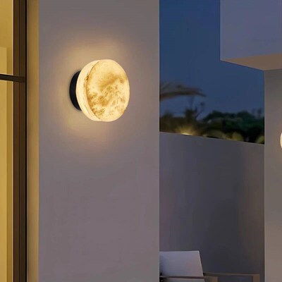 Minimalist Spanish Natural Marble Round Led Wall Lamp Nordic