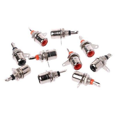 10 Pcs Nickel Plated RCA Phono Chassis Panel Mount Female