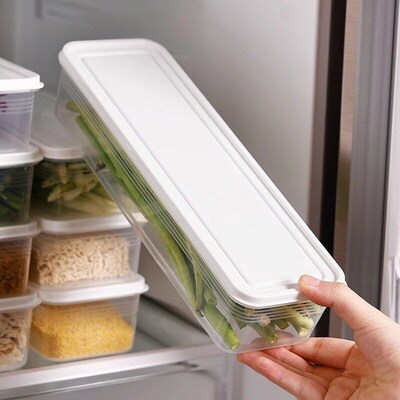4 Pcs Long Rectangular Food Storage Containers, Plastic Reus