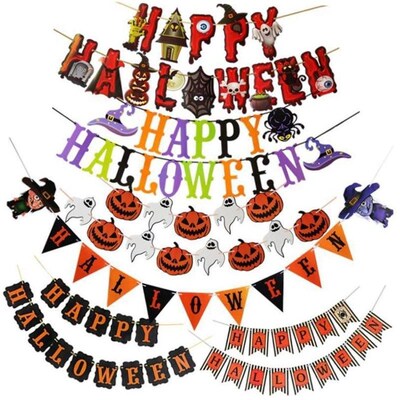 速发Halloween Flag Parrty decoration Paper Dovetail Letter F
