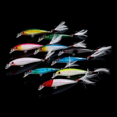 10pcs Larser Minnow Fishing Lures Set Catch Bass Faster with