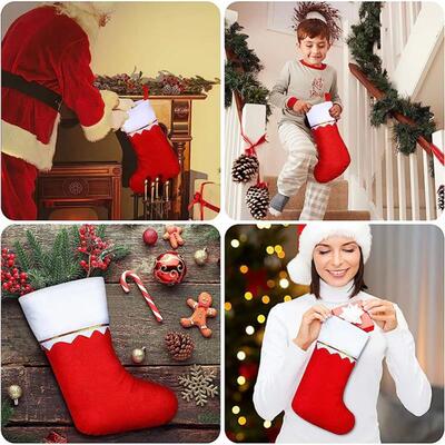 12 Pack Red Felt Christmas Stockings Bulk Xmas Fireplace San