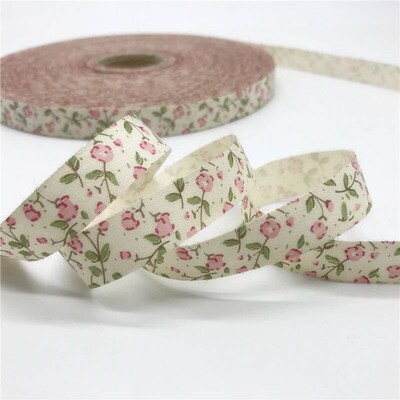 10mm 15mm 5Yards Cotton Ribbon Printed Flower Ribbon Handmad