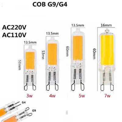 50pcs Crystal G4 G9 Dimmable LED Glass Bulb COB 2w 3w 5w 7w