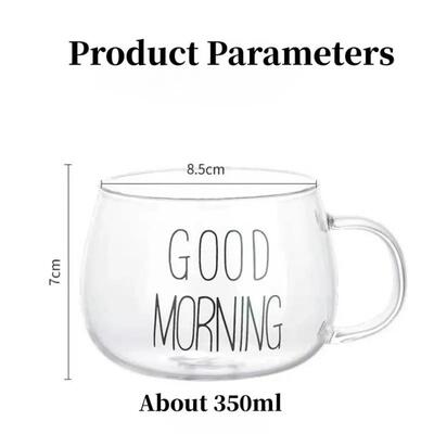 1pc Creative Glass Coffee Tea Cup 350ml Letter Printed Mug D