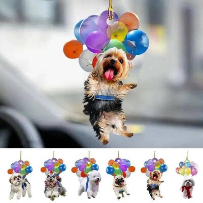 2D Car Colorful Puppy Balloon Pendant Hanging Ornament Auto