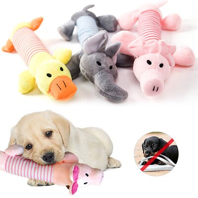 Cute Pet Dog Cat Plush Squeak Sound Dog Toys Funny Fleece Du