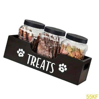 55KF User friendly Wooden Pet Container 3 Seal Jars Spirals