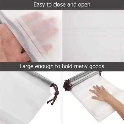 12/10pc Tranparent Froted Drawtring Bag Travel Waterproof Ma