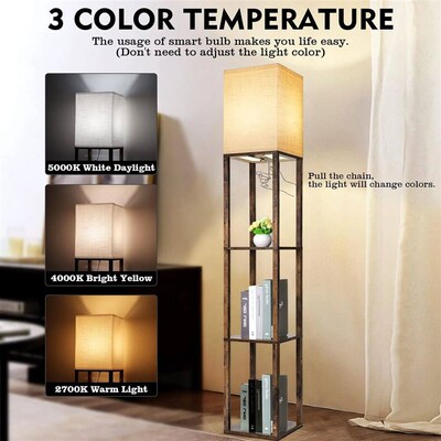 Floor Lamp with Shelves,Modern Shelf Lamp for Display Storag
