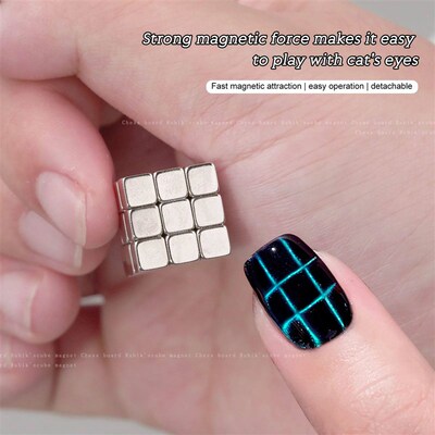27pcs Nail Art Cat Eye Cube Magnets 5mm Checkerboard Starlig