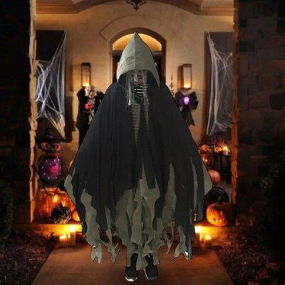 Halloween Cloak with Hood Cloak with Mesh Details Cosplay