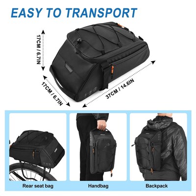 3-in-1 Bicycle Bag Reflective Bike Saddle Bag Waterproof Bik