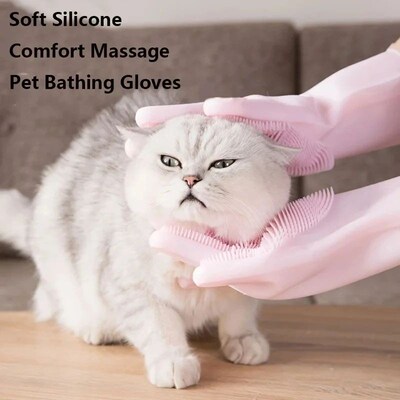Pet Grooming Cleaning Gloves Dog Cat Bathing Shampoo Glove S