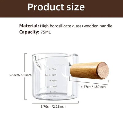 Glass Measuring Cup With Wood Handle 1pc Glass Espresso Meas