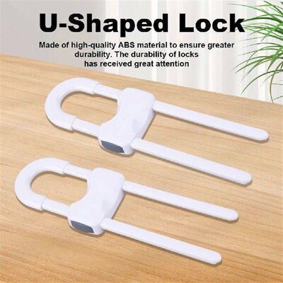 2/4/6 Packs Childproof Latch U-Shaped Sliding Cabinet Locks