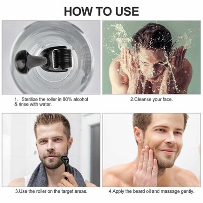 4pcs set Barbe Beard Growth Kit Essence Oil Enhancer Nouri