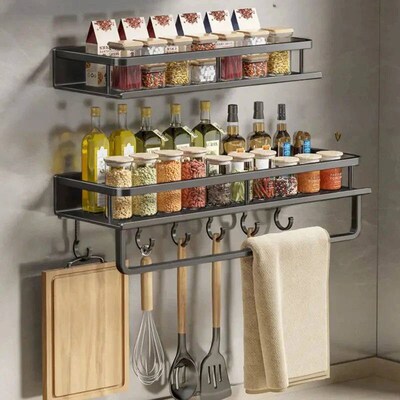 Kitchen Shelf Spice Storage Rack Wall-mounted Kitchen Spatul